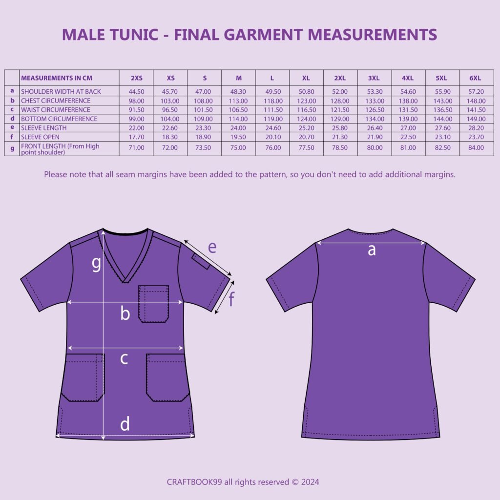 Male Scrub Set PDF Sewing Pattern - Craftbook99