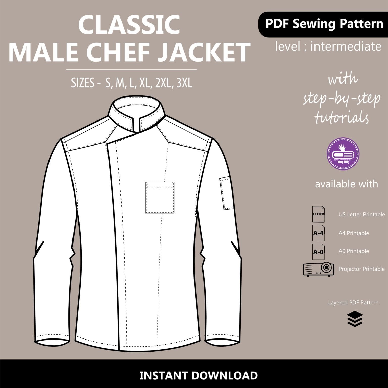 Classic Chef Jacket PDF Sewing Pattern - Craftbook99